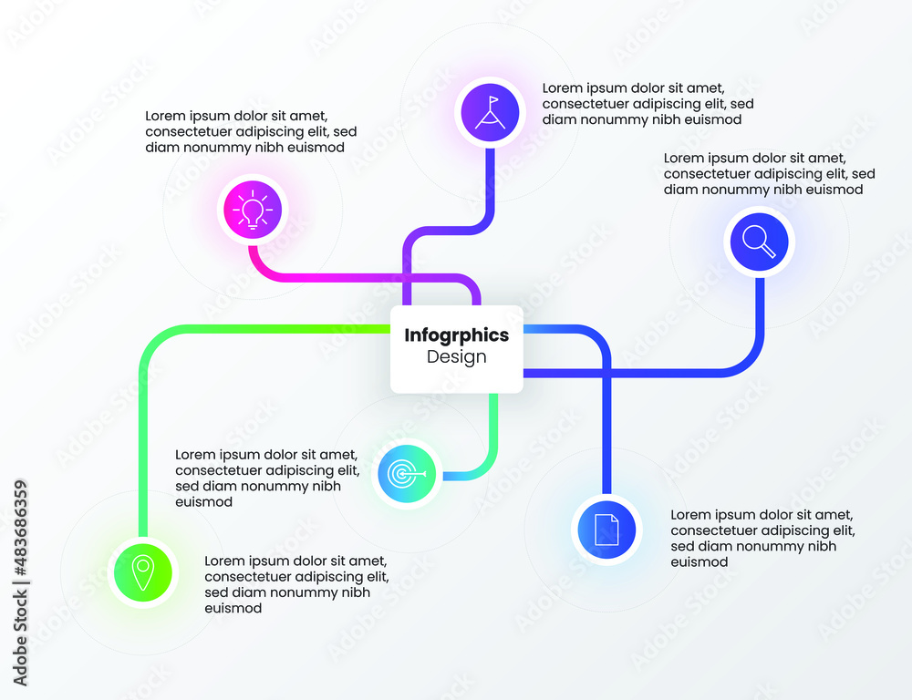 6 infographic. connected six process infographic vector template ...