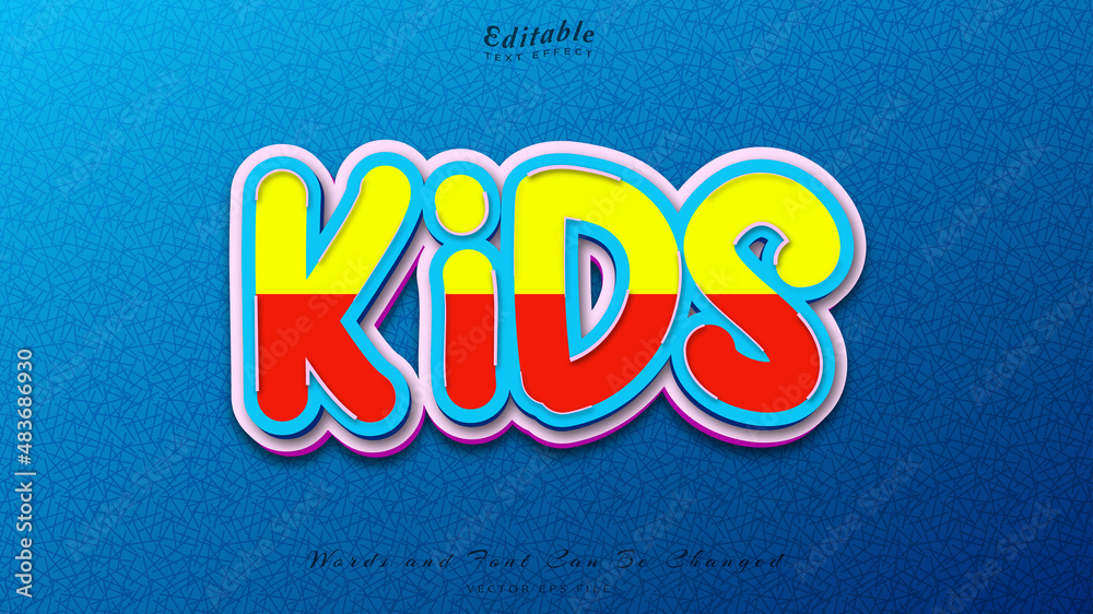 kids editable text effect, free font Stock Vector | Adobe Stock
