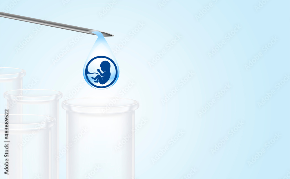 Artificial insemination. Test tube for babies, IVF. On the tip of the ...