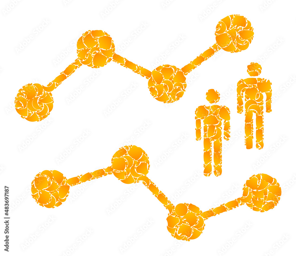 Vector golden audience charts mosaic icon. Audience charts is isolated ...