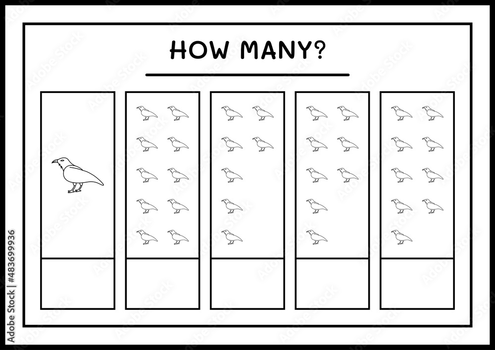 How many Raven, game for children. Vector illustration, printable ...