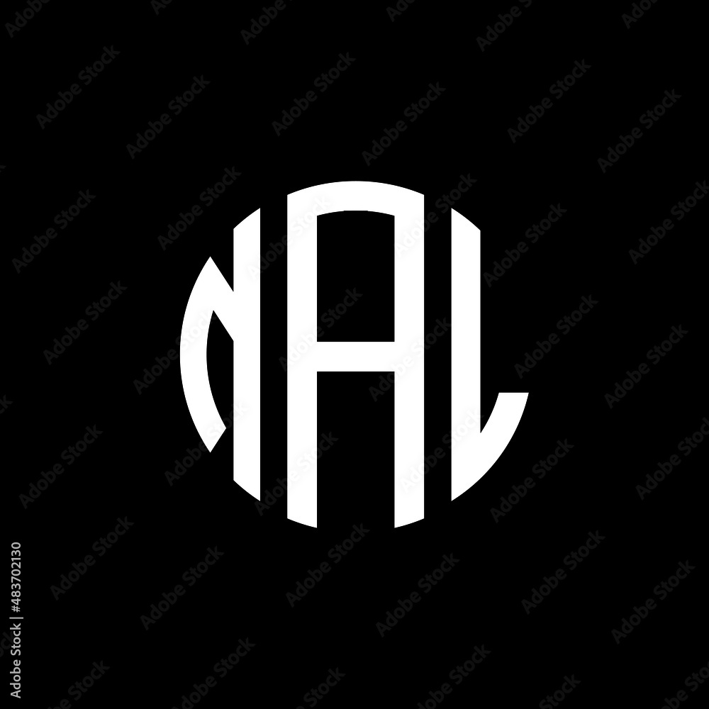 NAL letter logo design. NAL modern letter logo with black background ...