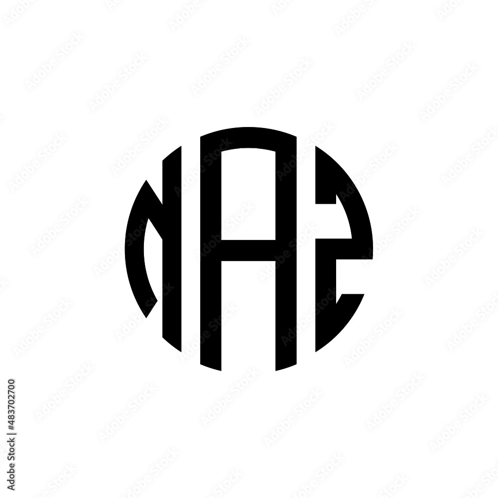 NAZ letter logo design. NAZ modern letter logo with black background ...
