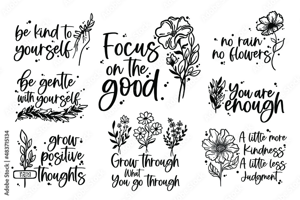 Mental Health lettering quotes Vector illustration, Self-care saying ...