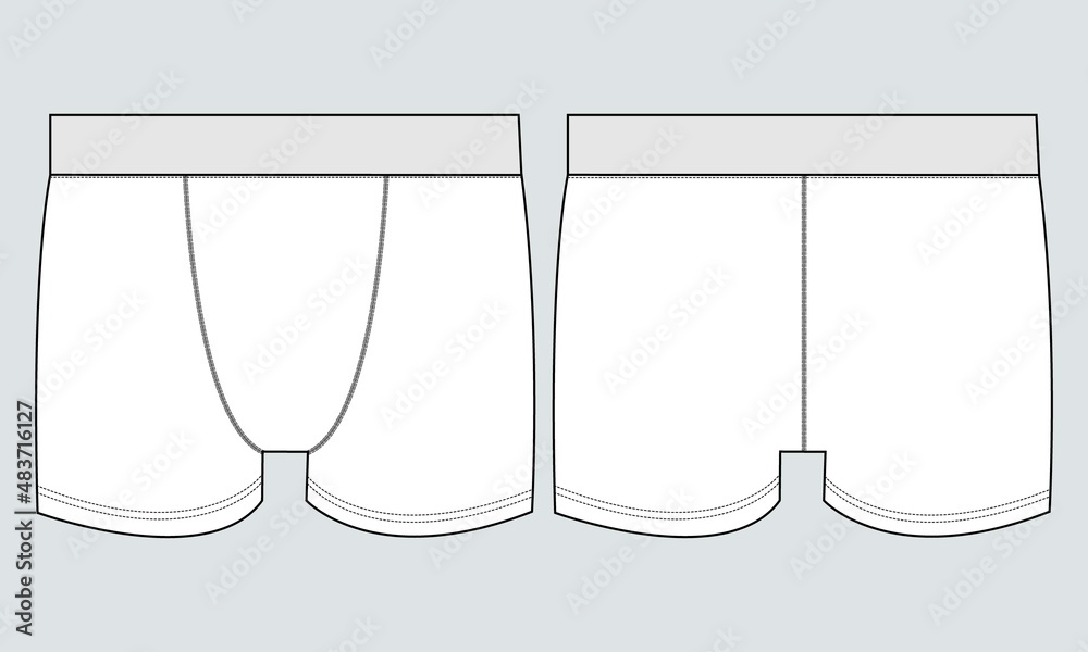 Poster Male underwear Technical Fashion flat sketch vector illustration ...