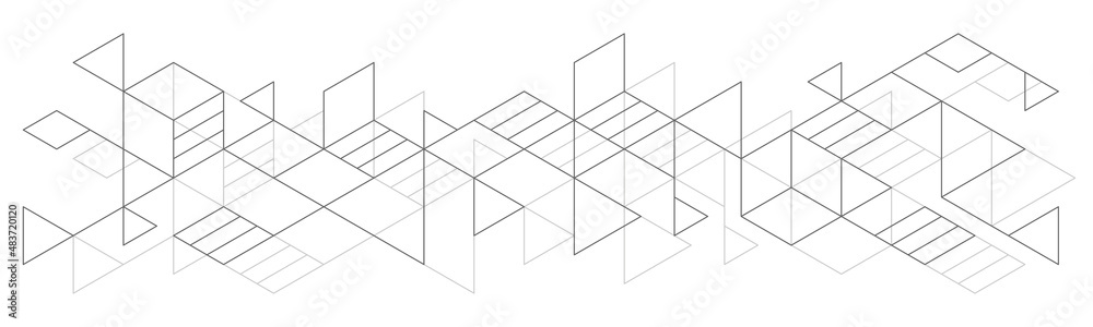 Geometric white background.Outline line drawing.Line art.Vector ...
