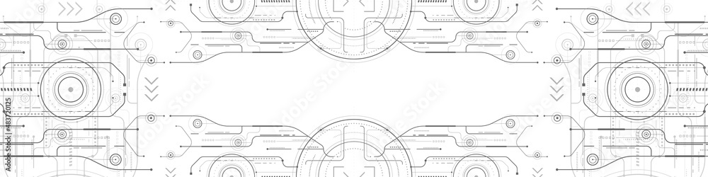Technological drawing of the future.Engineering innovation.HUD digital ...