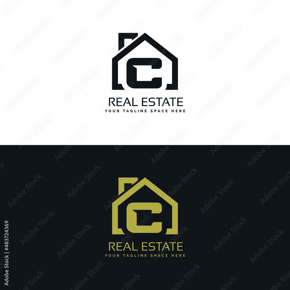 Real Estate C initials logo, Property and Construction C Logo design ...
