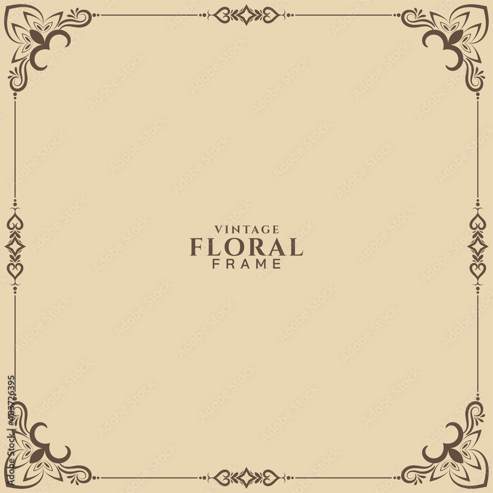 Beautiful Vintage floral frame background design Stock Vector | Adobe Stock