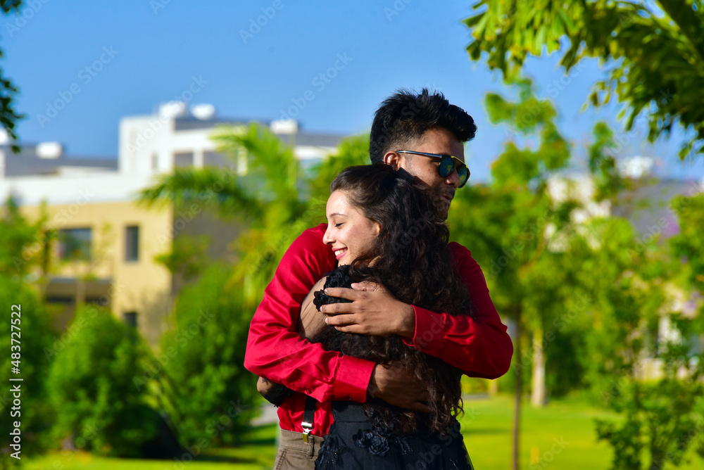 Young attractive couple in sensual hug on valentines day Stock Photo ...