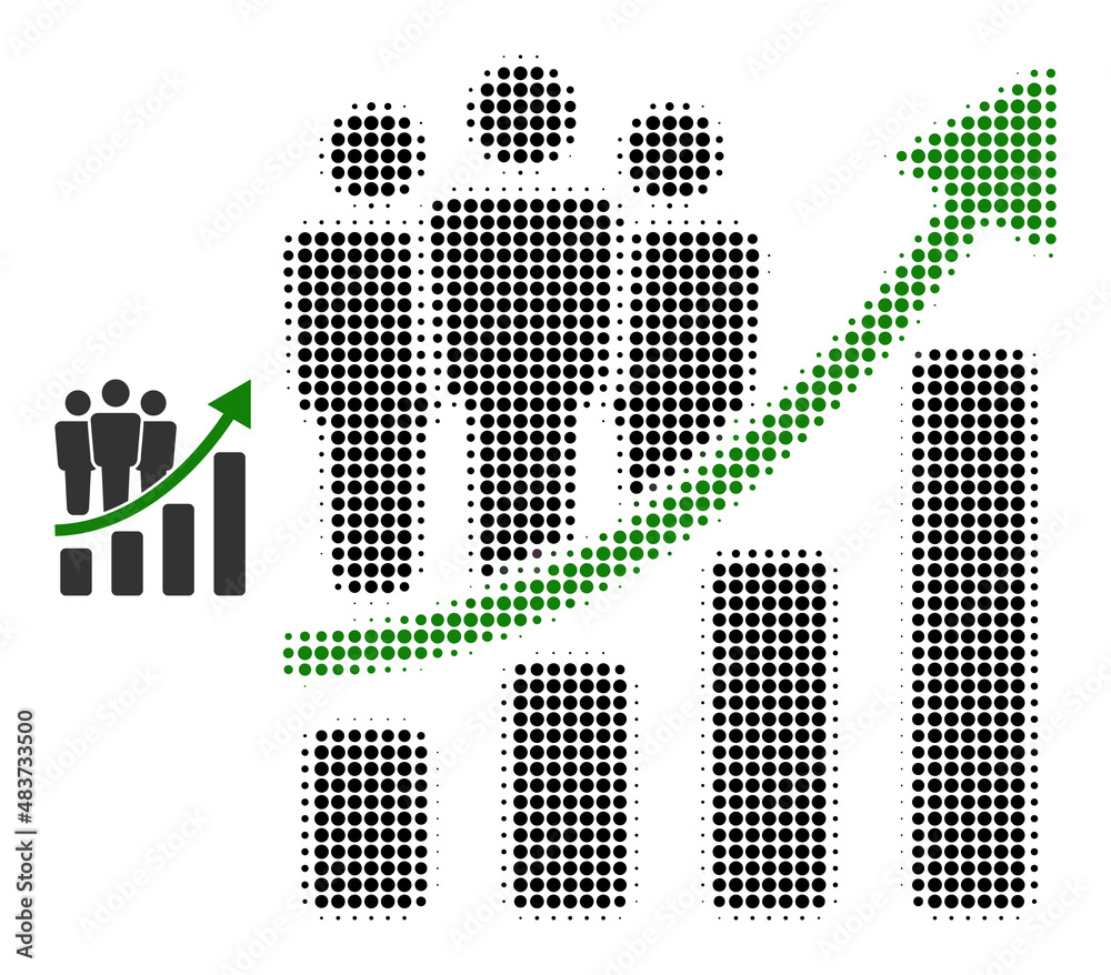 Clients growth chart halftone dotted vector. Clients growth chart ...