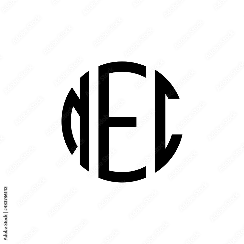 NEC letter logo design. NEC modern letter logo with black background ...