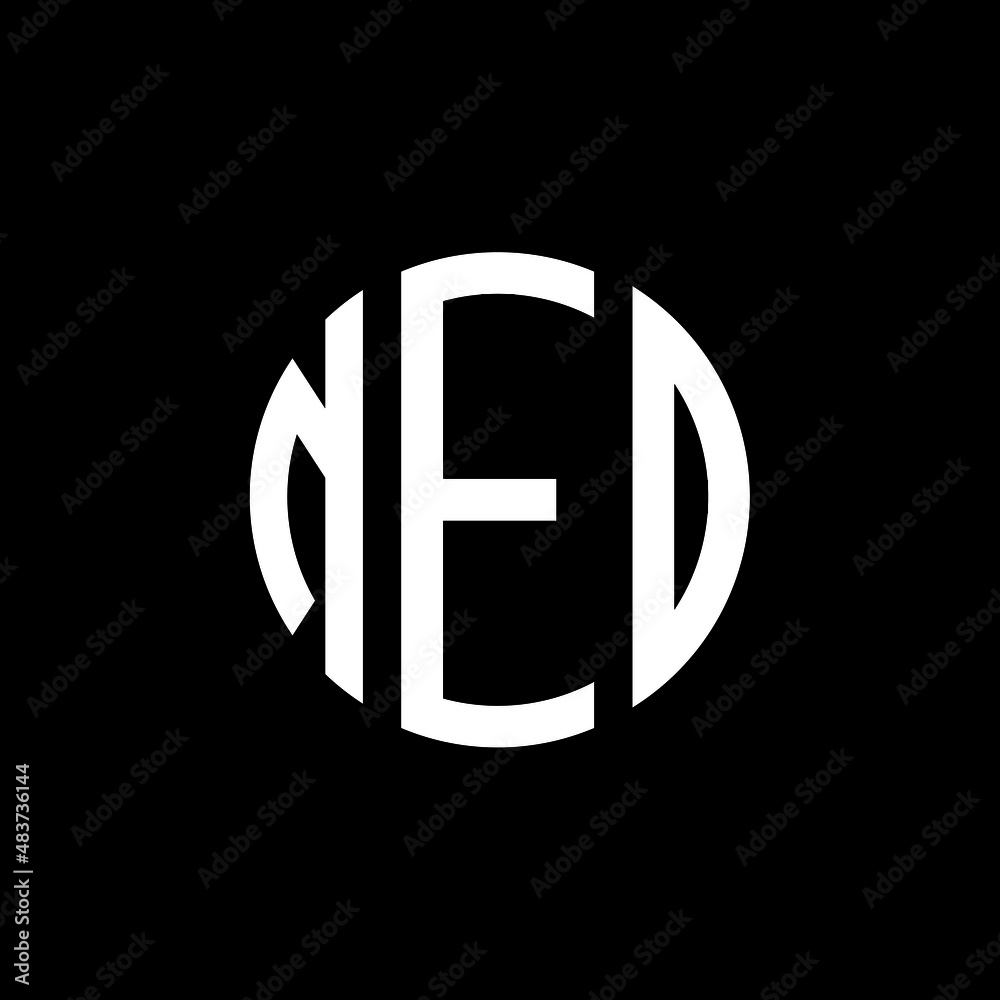 NED letter logo design. NED modern letter logo with black background ...