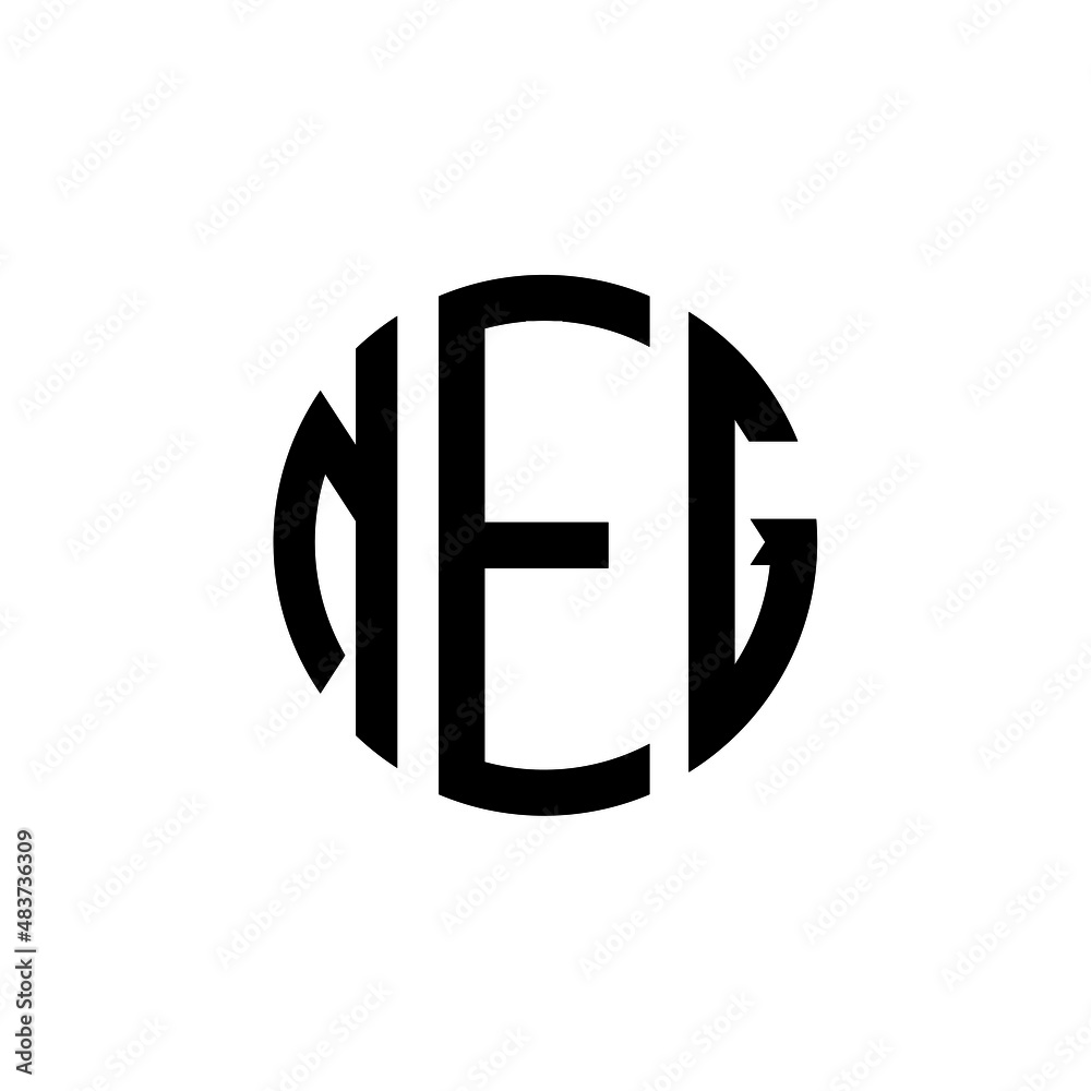 NEG letter logo design. NEG modern letter logo with black background ...