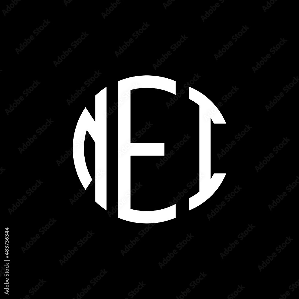 NEI letter logo design. NEI modern letter logo with black background ...