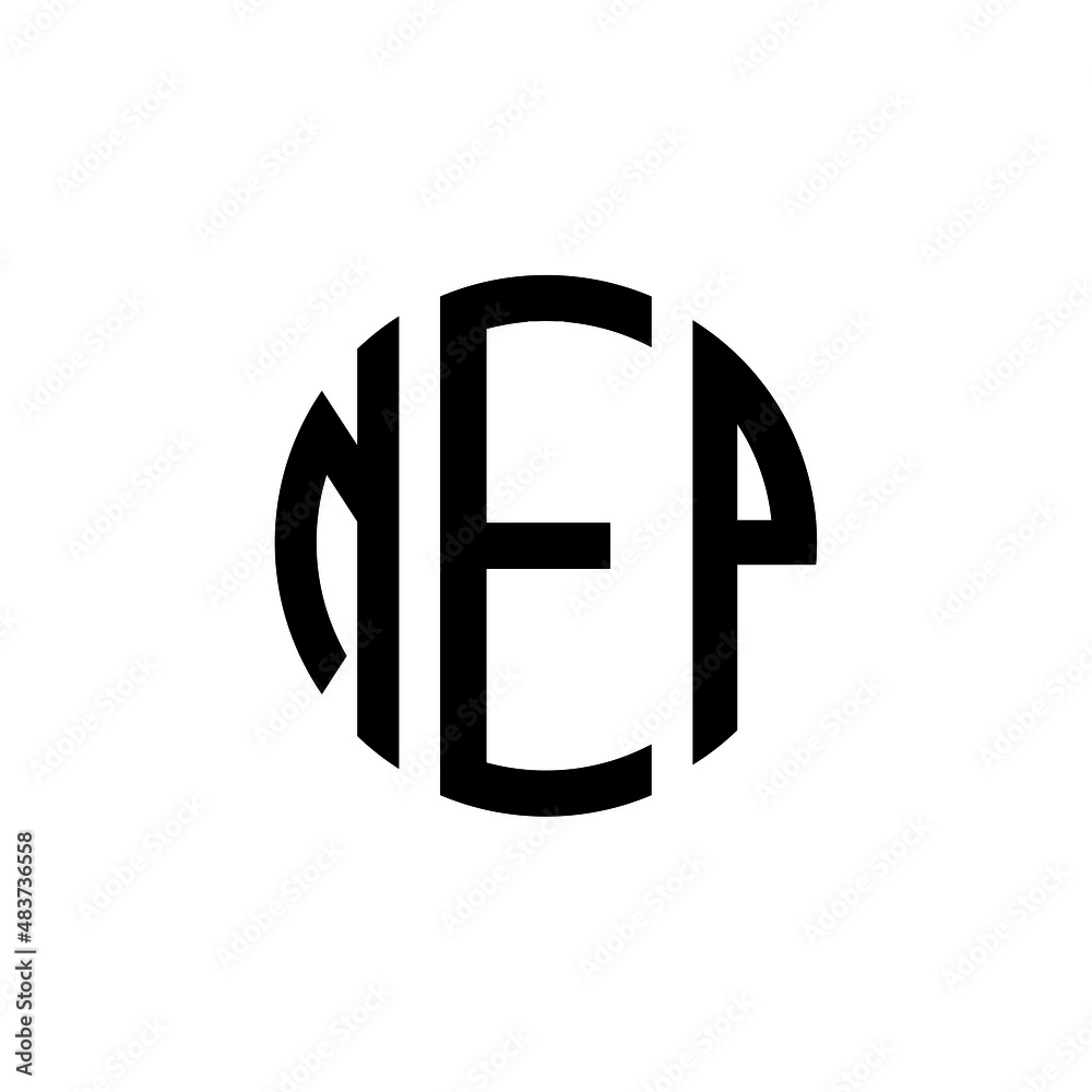 NEP letter logo design. NEP modern letter logo with black background ...