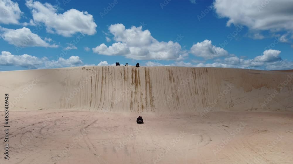 Panorama aerial view of Jericoacoara Ceara Brazil. Scenic summer dunes ...