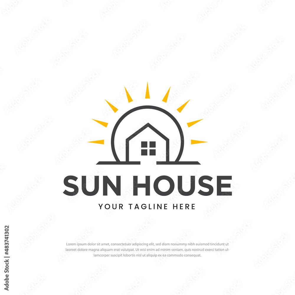 Sun shining logo design creative home design template,symbol Stock ...