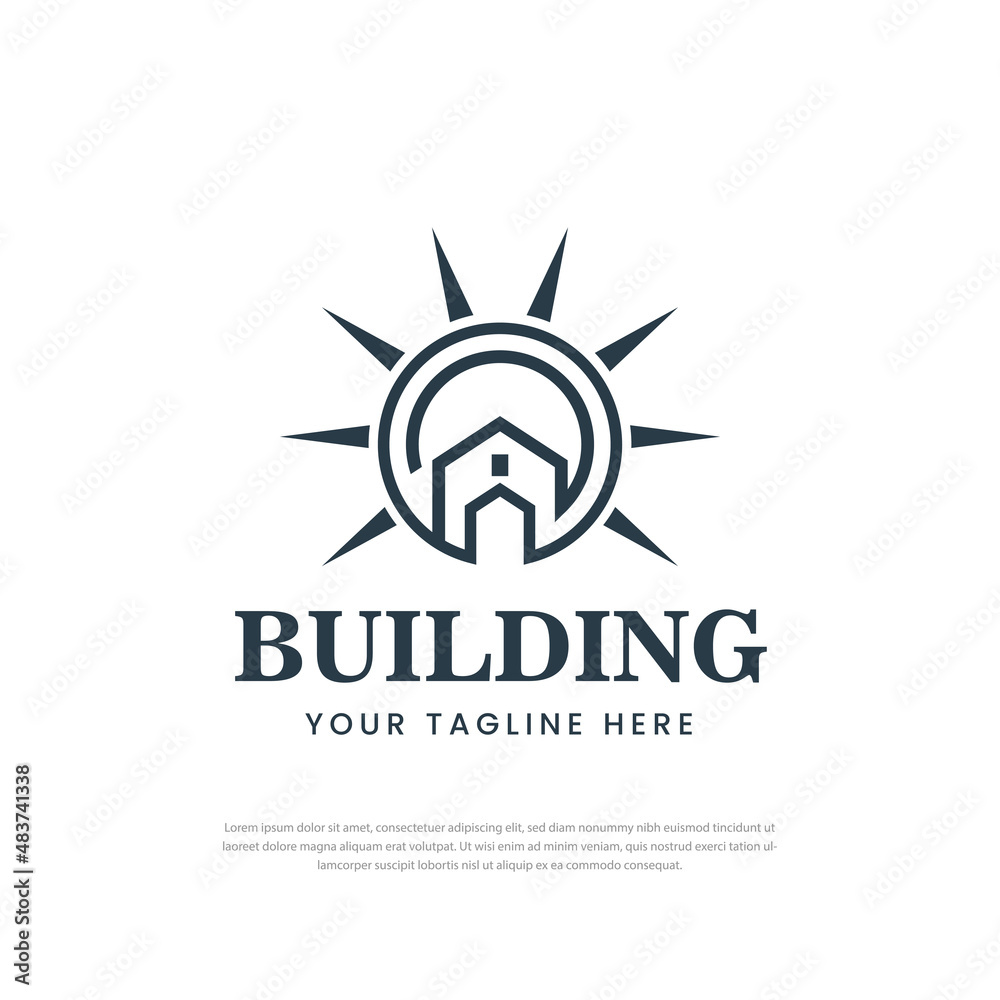 Sun shining logo design creative home design template,symbol Stock ...