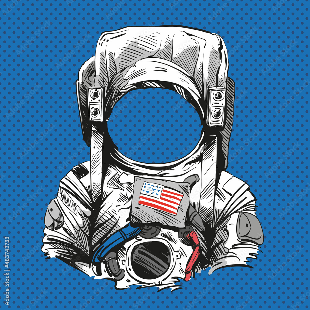 Astronaut suit. Hand drawn vector illustration Stock Vector | Adobe Stock