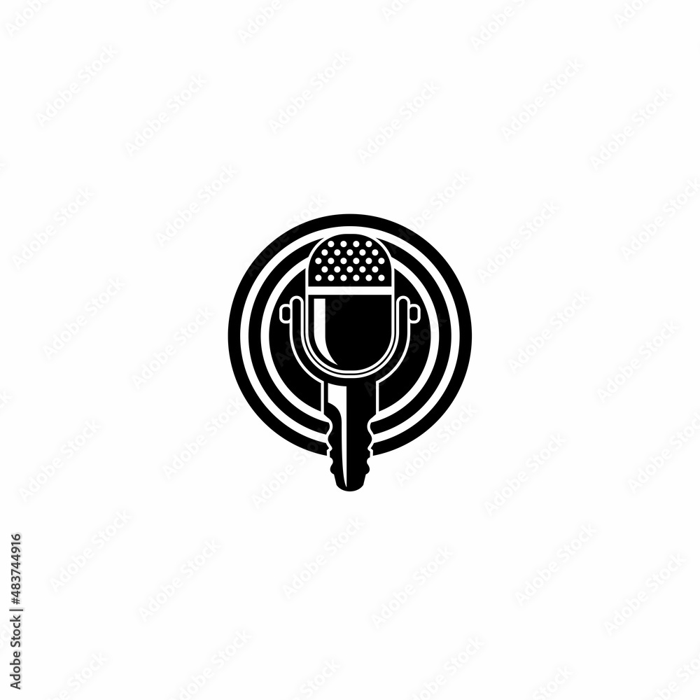 podcast broadcast mic and logo lock. vector illustration for logo or ...