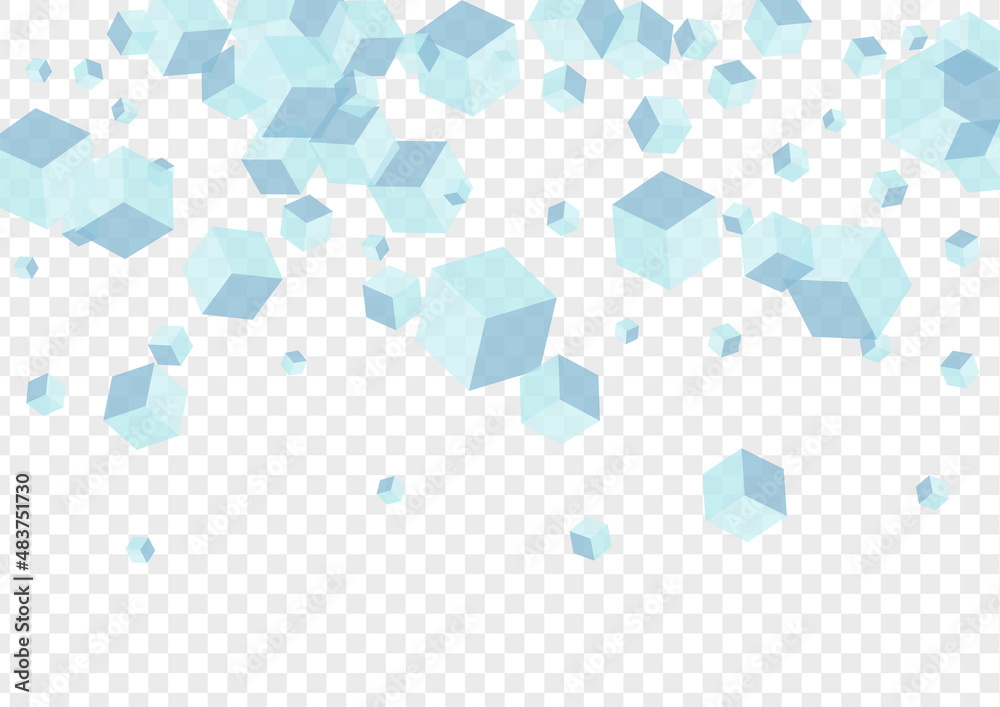 Blue Block Background Transparent Vector. Cubic Empty Template. Gray ...
