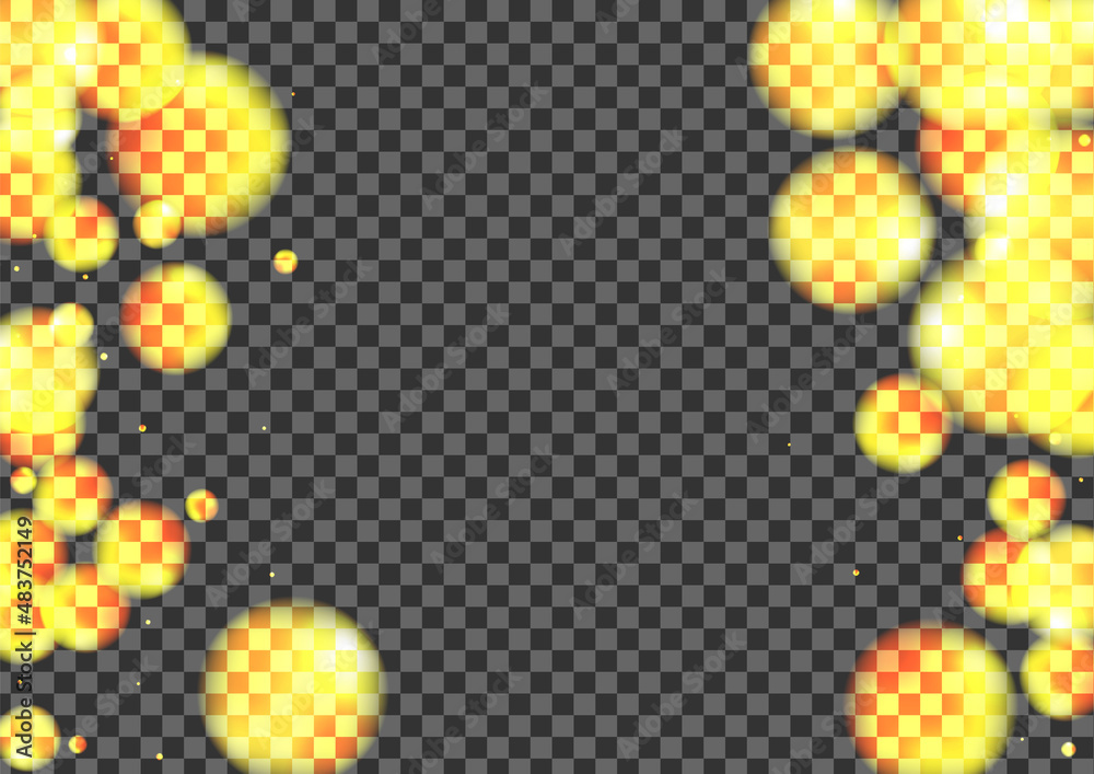 Orange Flare Background Transparent Vector. Bokeh Glow Design. Spark ...