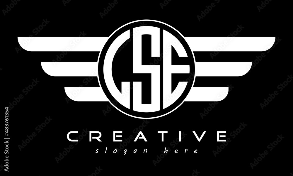 LSE three letter monogram type circle letter logo with wings vector ...