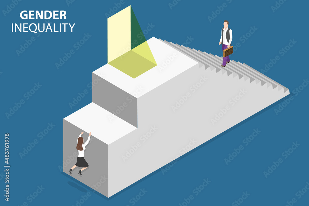 3D Isometric Flat Vector Conceptual Illustration of Gender Inequality ...
