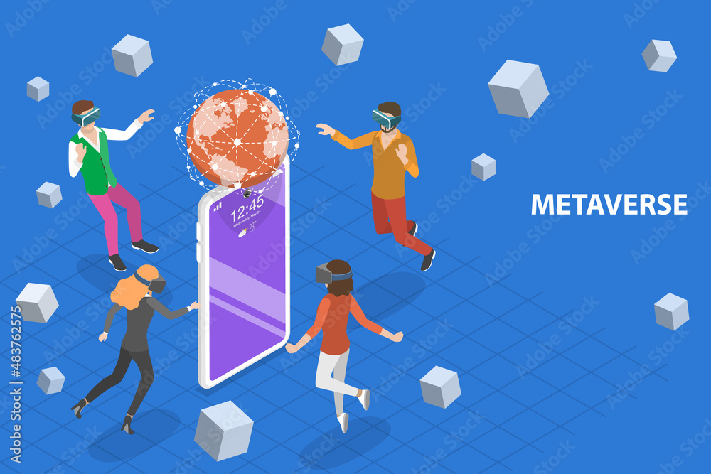 3D Isometric Flat Vector Conceptual Illustration of Metaverse, Virtual ...