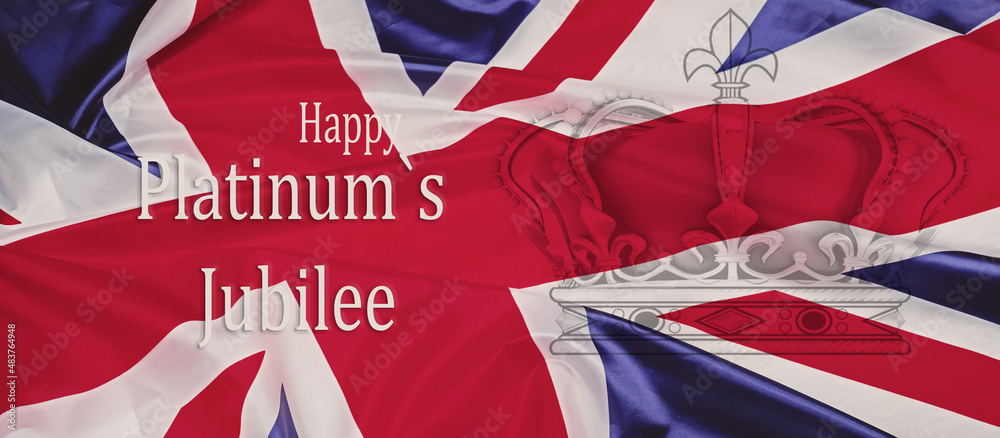 Platinum jubilee of Queen Elizabeth of Great Britain.British flag and ...