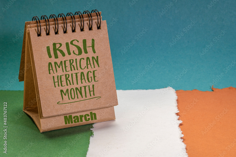 March Irish American Heritage Month - handwriting in a desktop calendar ...