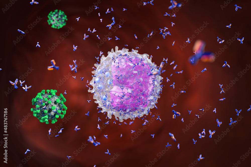 Leukocyte, white blood cells inside a human vein. . 3d render. Stock ...