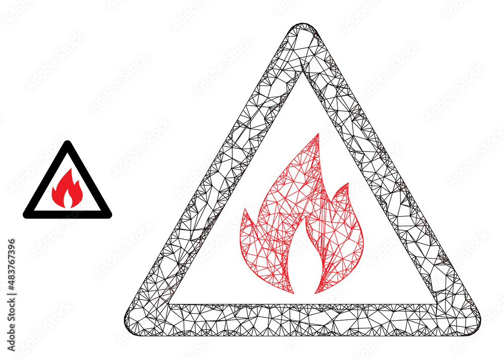 Vector net fire warning icon. Crossed frame flat net abstract image ...