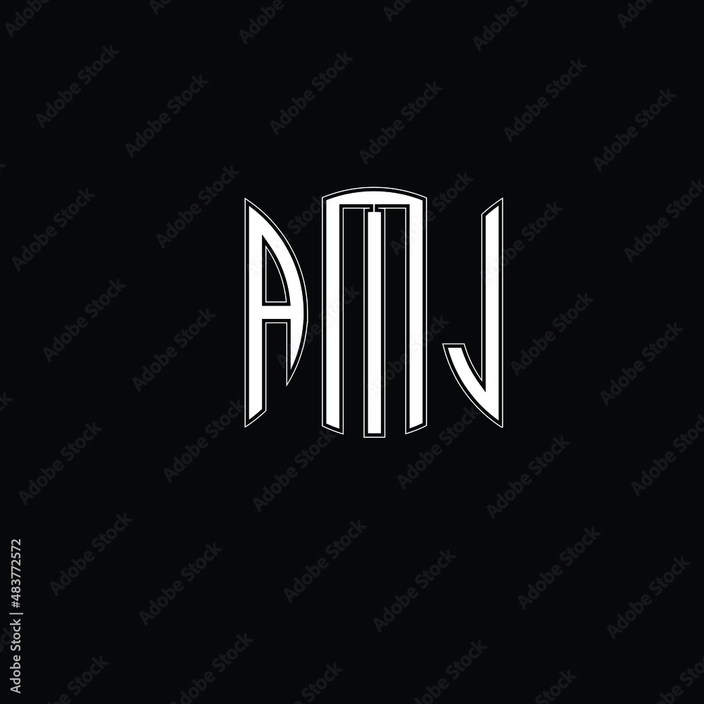Title: AMJ Letter logo design with a circular shape vector in ...