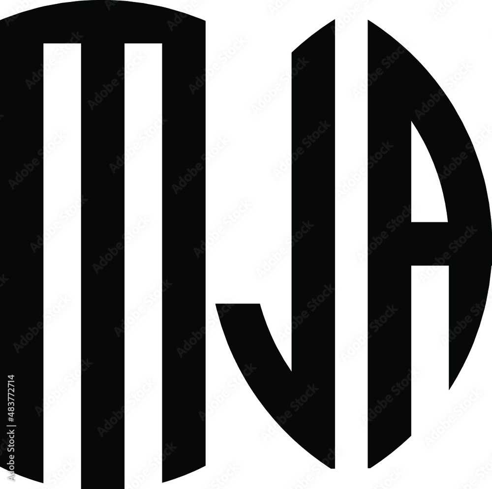Title: MJA Letter logo design with a circular shape vector in ...
