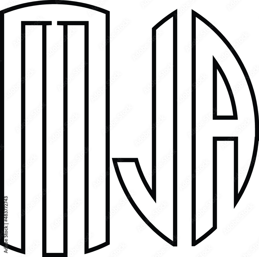 Vetor de Title: MJA Letter logo design with a circular shape vector in ...