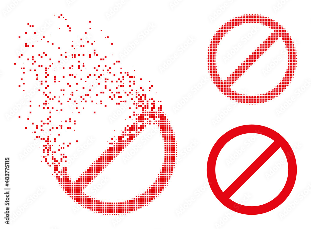 Dispersed dotted forbid vector icon with wind effect, and original ...