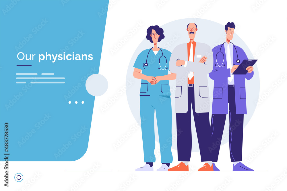 Vector outline illustration of a medical personnel, health workers ...