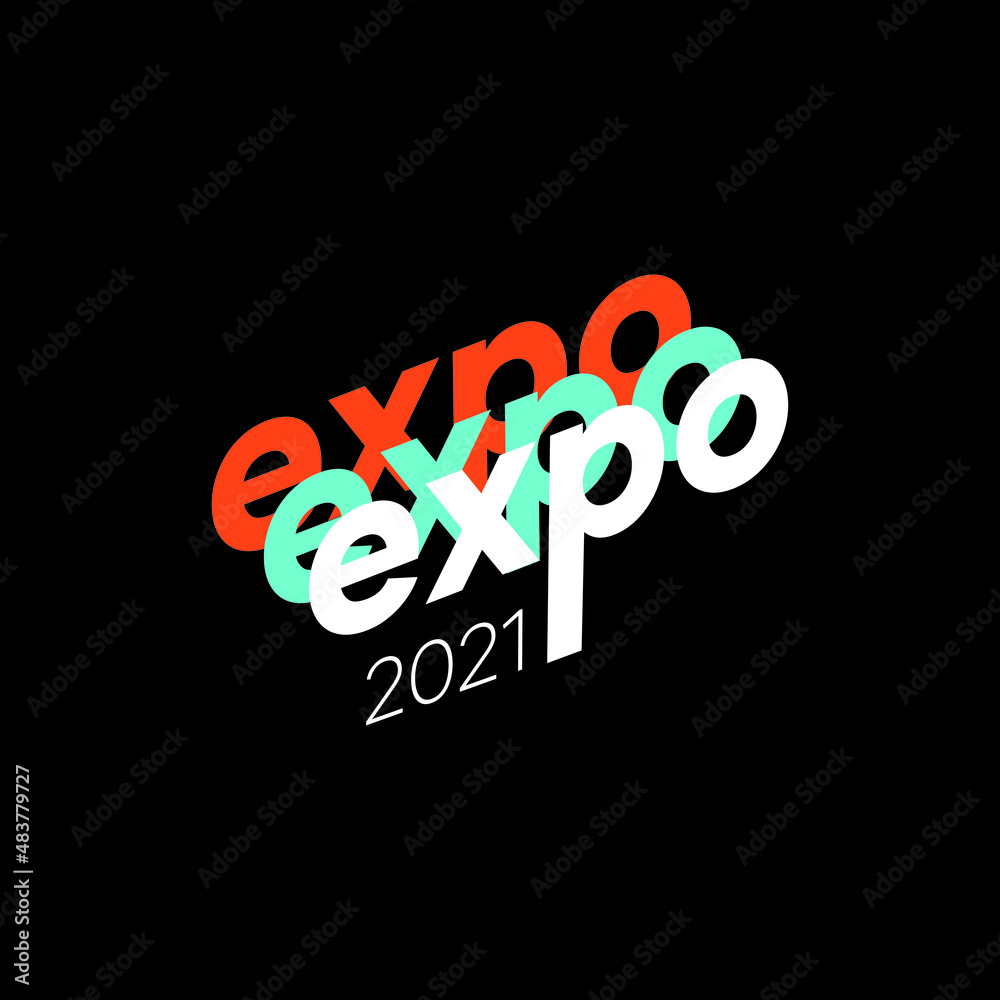 EXPO logo vector illustration. 2021 concept. Black background Stock ...