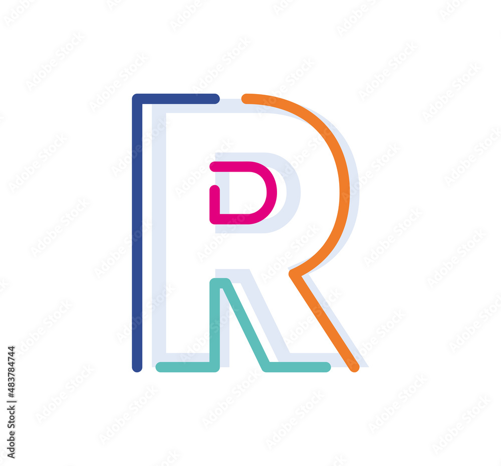 Abstract Letter R Line Colorful linear logotype. modern letter lines ...
