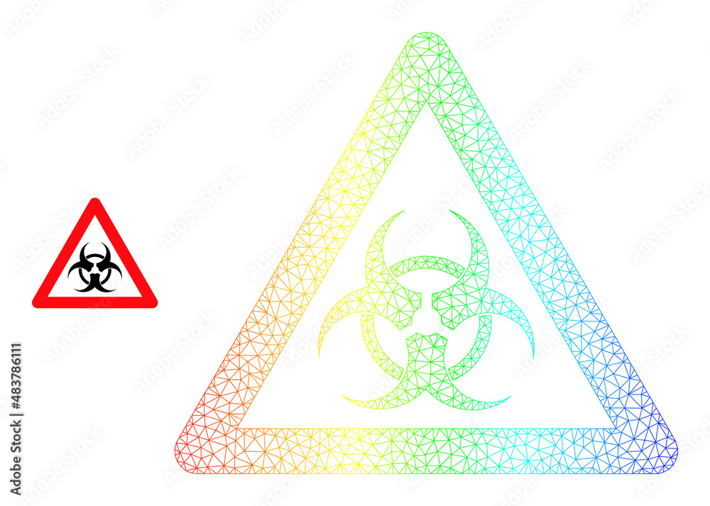 Rainbow colorful mesh biohazard warning. Vector model is created from ...