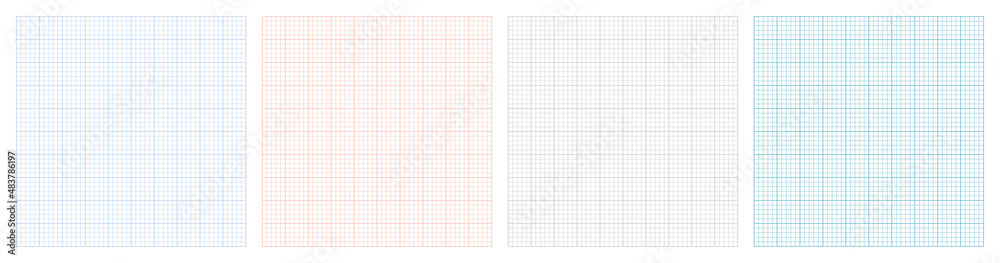 Graph paper, seamless pattern in different colors, millimeter grid ...