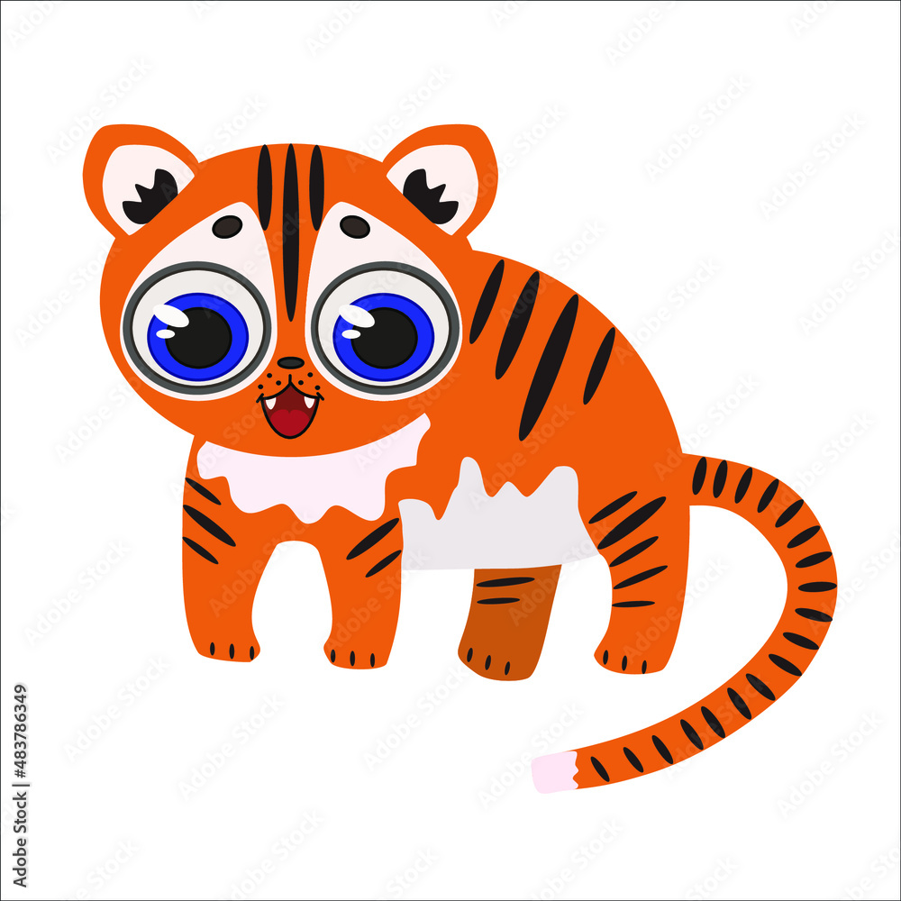 vector illustration of cute little tiger Stock Vector | Adobe Stock