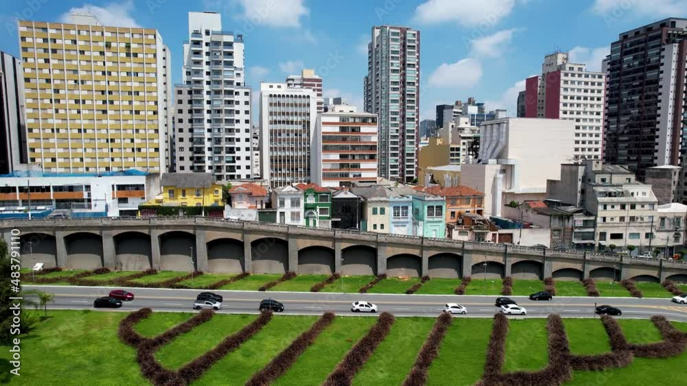 Panning wide of famous intersection between East Radial highway road ...