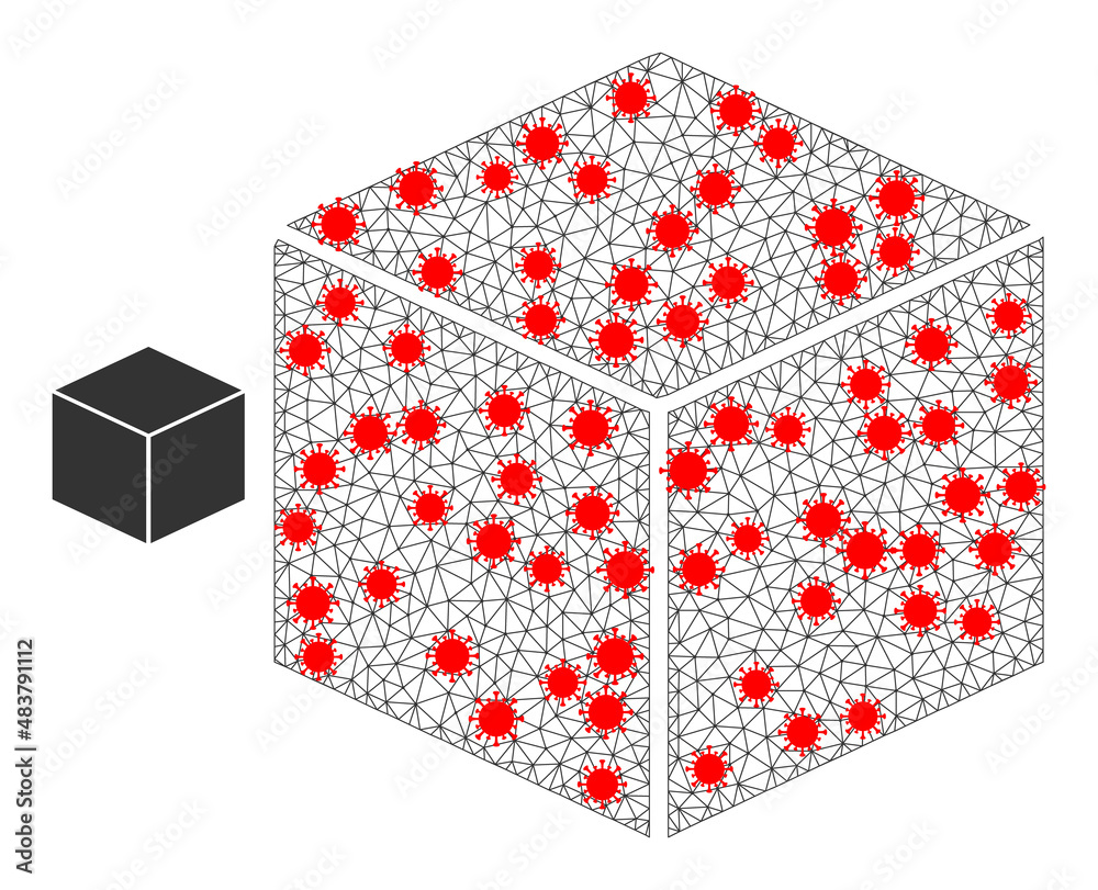 Vecteur Stock Polygonal cube in infection style. Polygonal wireframe ...