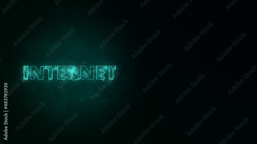 Internet title with plexus effect. Connected lines with dots. Lines ...