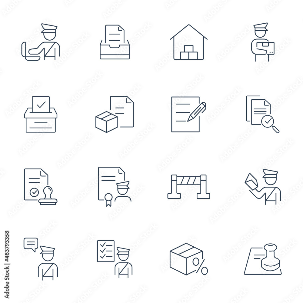 Customs icons set . Customs pack symbol vector elements for infographic ...