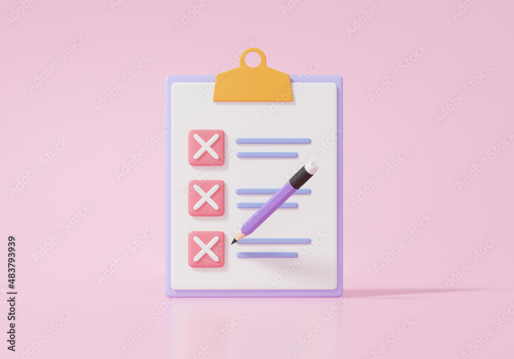 Cartoon minimal style checklist on clipboard paper. information ...