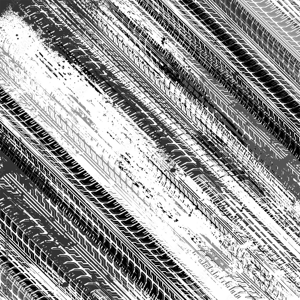 Background with tire tread marks. Car tires traces, wheel protector ...